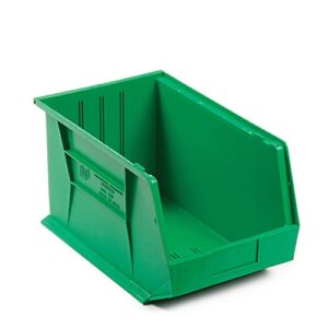 quantum qus255 plastic stackable bin, 11 x 16 x 8 green – lot of 4