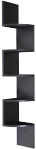 onespace 5 tier large corner wall mount shelf, black