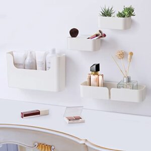 poeland floating shelf wall mounted non-drilling adhesive bathroom organizer ledge shelf for home decor/kitchen/bathroom storage