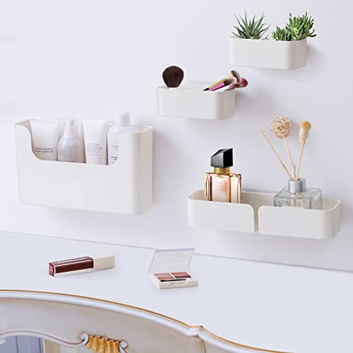 Poeland Floating Shelf Wall Mounted Non-Drilling Adhesive Bathroom Organizer Ledge Shelf for Home Decor/Kitchen/Bathroom Storage