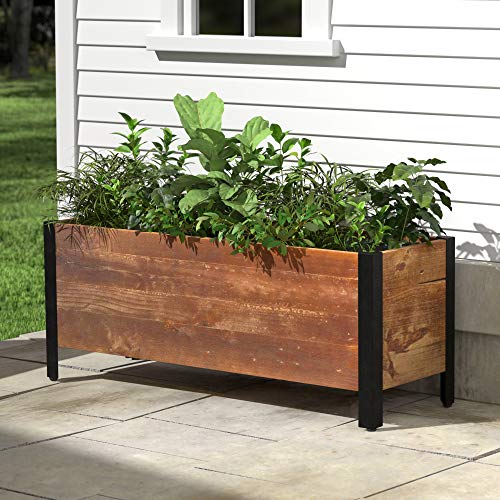 Amazon Basics Recycled Wood Rectangular Garden Planter, 37 x 13 x 15-Inch (LxWxH)