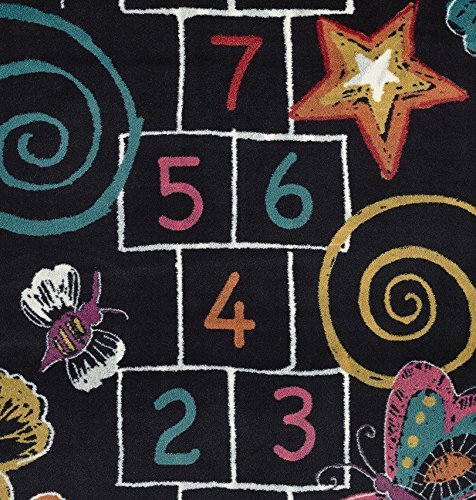 Mohawk Home Playroom Kids ,Hopscotch Chalk Black (5' x 8')