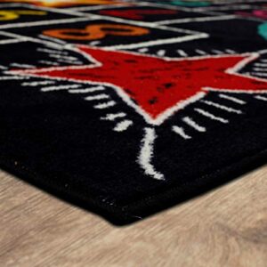 Mohawk Home Playroom Kids ,Hopscotch Chalk Black (5' x 8')