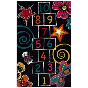 Mohawk Home Playroom Kids ,Hopscotch Chalk Black (5' x 8')