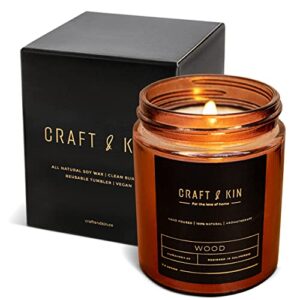 premium wood candle | cedar candle | soy candle, candles gifts for women | soy candles for home scented | aromatherapy candles | scented candles for men, ultra clean burn amber jar candles