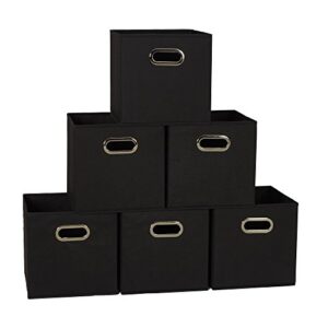 household essentials 80-1 foldable fabric storage bins | set of 6 cubby cubes with handles | black