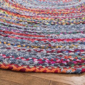 SAFAVIEH Braided Collection 4' Round Blue / Red BRD250L Handmade Country Cottage Reversible Cotton Area Rug