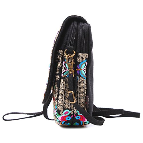 SILKAREA Embroidered Cute Small Crossbody Bag for Women Cell phone Purse Mini Handbags Wristlet Wallet Bag Coin Pouch