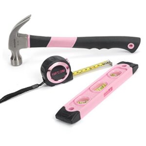 WORKPRO Pink Tool Kit, Home Repairing Tool Set with Wide Mouth Open Storage Bag, Household Tool Kit - Pink Ribbon