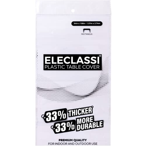 White 6 Pack Premium Disposable Plastic Tablecloth 54 x 108 In - Plastic Table Cloths for Parties Disposable Tablecloth for Rectangle Table Up To 8 Ft - Rectangle Tablecloth - White Plastic Tablecloth