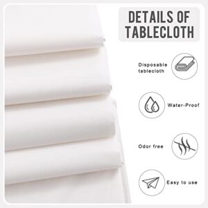 White 6 Pack Premium Disposable Plastic Tablecloth 54 x 108 In - Plastic Table Cloths for Parties Disposable Tablecloth for Rectangle Table Up To 8 Ft - Rectangle Tablecloth - White Plastic Tablecloth