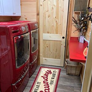 Flytime Funny Laundry Room Mat Rug Non-Skid Rug Carpet Farmhouse Washhouse Mat Vintage Style Bathroom Rugs Red 16" X 40" Inches