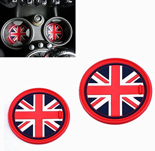 VCiiC (2 73mm Red Union Jack UK Flag Style Soft Silicone Cup Holder Coasters for Mini Cooper R55 R56 R57 R58 R59 Front Cup Holders