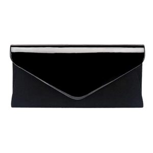 Patent Leather Clutch Classic Purse Wallet,Wallyns Evening Bag Handbag With Flannelette Black