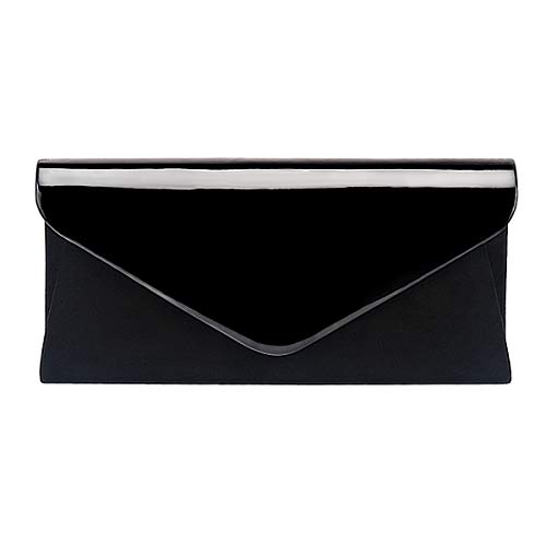 Patent Leather Clutch Classic Purse Wallet,Wallyns Evening Bag Handbag With Flannelette Black