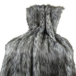 thomas collection exotic siberian husky faux faur throw blanket – gray white black husky fur – gray faux fur throw blanket – luxury soft faux fur, handmade in usa, 16411