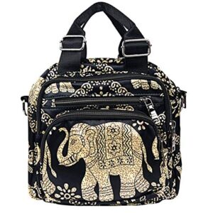 WONSHREE Crossbody Bag for Women, Nylon Shoulder Bags Multi-Pocket Purse and Handbag Small Boho Elephant Daypack Backpack Lightweight Travel Messenger Bag