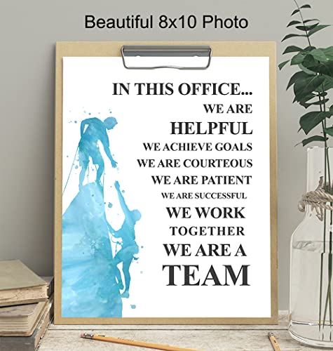 Motivational Office Decor, Inspirational Quote – 8x10 Teamwork Poster for HR, Team Leader, Manager, Boss, Entrepreneur - Leadership Wall Art Decoration – Unframed Picture