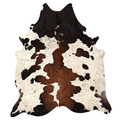 MeshNew Tricolor Brazilian Cowhide Rug Tri Cow Hide Skin Leather Area Rug Exotic (Small 5ft X 3ft)