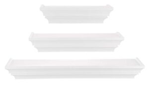 kiera grace kieragrace traditional floating-shelves, set of 3 (12″w, 16″w, 24″w), white