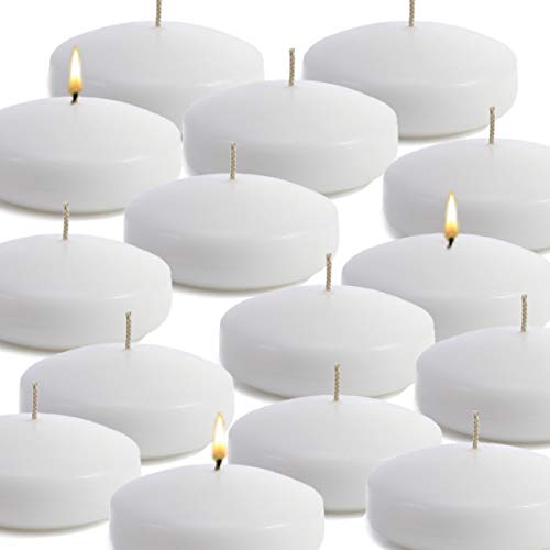 CandleNScent Unscented Floating Candles | Large 3 Inch - Fits in 3 Inch Vase and Above | White| Floats On Water | Made in USA (Pack of 36)