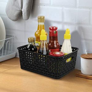 Begale Plastic Storage Basket for Household Organization, Set of 6, Black