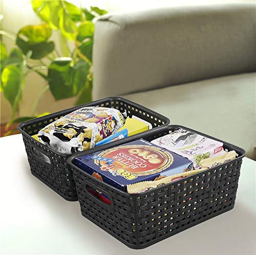 Begale Plastic Storage Basket for Household Organization, Set of 6, Black