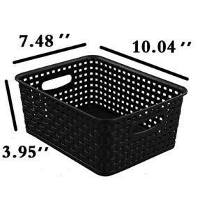 Begale Plastic Storage Basket for Household Organization, Set of 6, Black