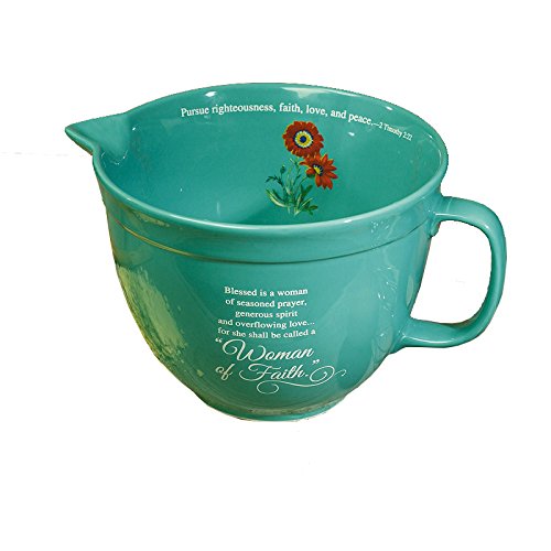 Abbey Gift Woman of Faith Mixing Bowl,Blue,9.5 x 5.75 x 7.5"