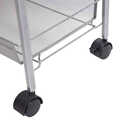 Greenway 4-Tier Mobile w/Side Hooks Storage Cart, Silver