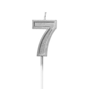 luter silver glitter happy birthday cake candles number candles number 7 birthday candle cake topper decoration for party kids adults (number 7)