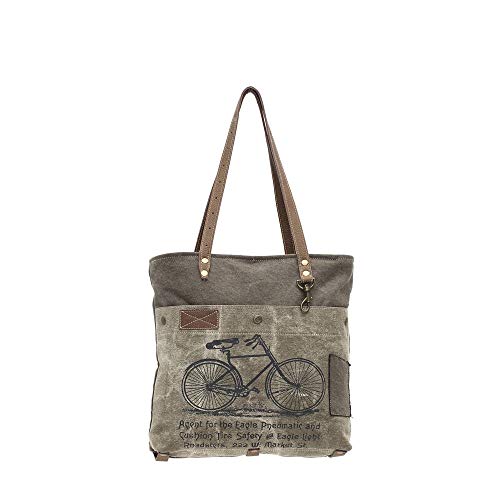 Myra Bags Green Bicycle Upcycled Canvas Tote Bag S-0938