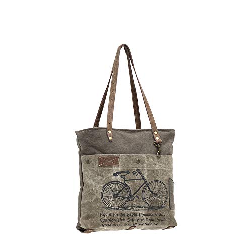 Myra Bags Green Bicycle Upcycled Canvas Tote Bag S-0938