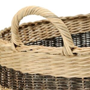 KOUBOO 1060042 Large Striped Wicker Storage Basket, 26.5" x 26.5" x 27.5", Beige/Black