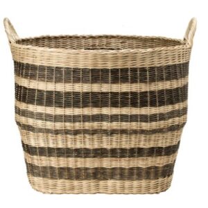 KOUBOO 1060042 Large Striped Wicker Storage Basket, 26.5" x 26.5" x 27.5", Beige/Black