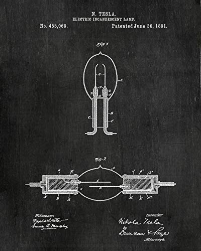 Nikola Tesla Gifts for Engineers - Steampunk Wall Decor SIX (8"x10") UNFRAMED Wall Art Patent Prints - Industrial Artwork Home Decor - Electrical, Coil, Nerd, Geek, Science, Physics Decorations