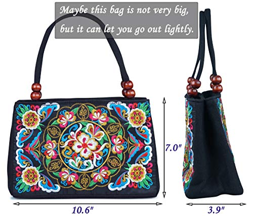 Small Totes Handbag Vintage Double-Sided Embroidery Shoulder Bags