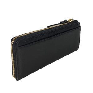 Kate Spade Nisha Bow Two-Tone Leather Zip Around Wallet, Black/Soft Porcelain