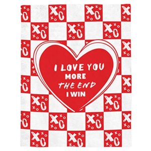 BMALL Flannel Throw Blanket I Love You More The End I Win Love Heart Shape All Season Premium Fluffy Microfiber Fleece Throw for Sofa Couch Throw 39x49inch