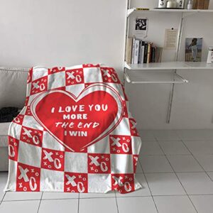 BMALL Flannel Throw Blanket I Love You More The End I Win Love Heart Shape All Season Premium Fluffy Microfiber Fleece Throw for Sofa Couch Throw 39x49inch