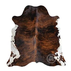 Genuine Dark Brindle Tricolor Cowhide Rug Size 6 x 6-7 ft. 180 x 210 cm