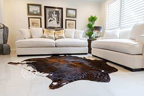 Genuine Dark Brindle Tricolor Cowhide Rug Size 6 x 6-7 ft. 180 x 210 cm