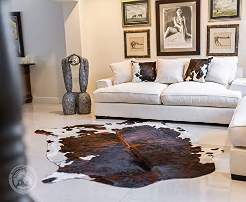 Genuine Dark Brindle Tricolor Cowhide Rug Size 6 x 6-7 ft. 180 x 210 cm