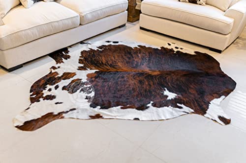 Genuine Dark Brindle Tricolor Cowhide Rug Size 6 x 6-7 ft. 180 x 210 cm