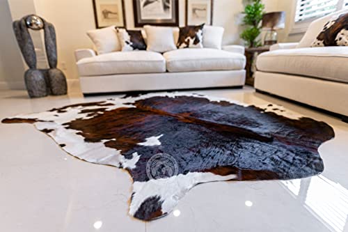 Genuine Dark Brindle Tricolor Cowhide Rug Size 6 x 6-7 ft. 180 x 210 cm