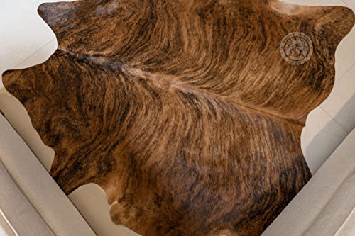 Genuine Brindle Reddish Cowhide Rug Size 6 x 7-8 ft. 180 x 240 cm