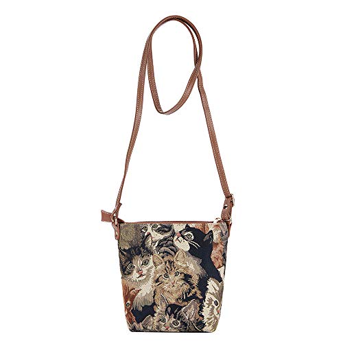 Signare Tapestry Small Crossbody Bag Sling Bag for Women with Cat Design (SLING-CAT)