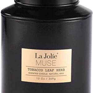 LA JOLIE MUSE Tobaco Vanilla Candles,Scented Candles for Men, Candles for Home Scented, 13oz Large Man Candle, 100 Hours Long Burning Candles