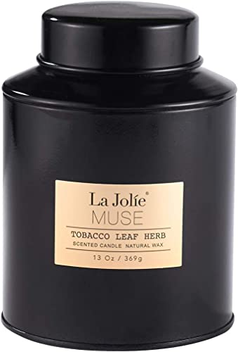 LA JOLIE MUSE Tobaco Vanilla Candles,Scented Candles for Men, Candles for Home Scented, 13oz Large Man Candle, 100 Hours Long Burning Candles