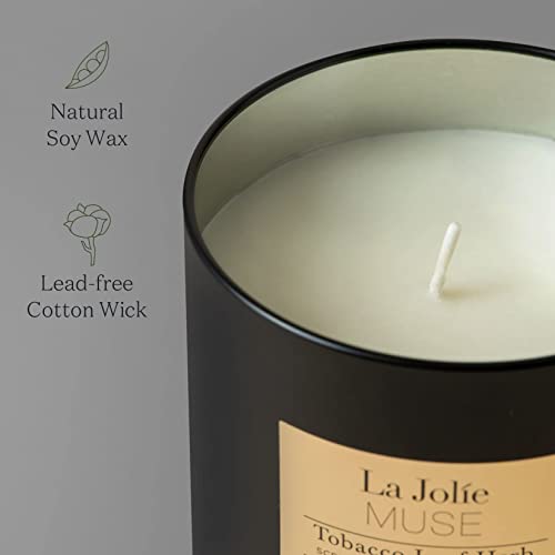 LA JOLIE MUSE Tobaco Vanilla Candles,Scented Candles for Men, Candles for Home Scented, 13oz Large Man Candle, 100 Hours Long Burning Candles